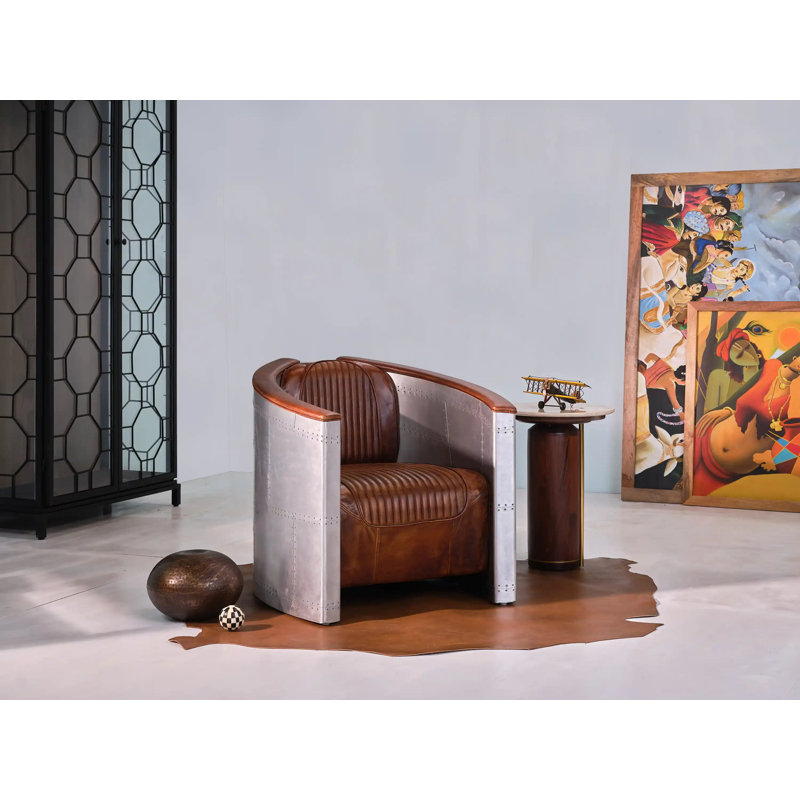 Wildon Home® Aviation Leather Upholstered Armchair | Wayfair