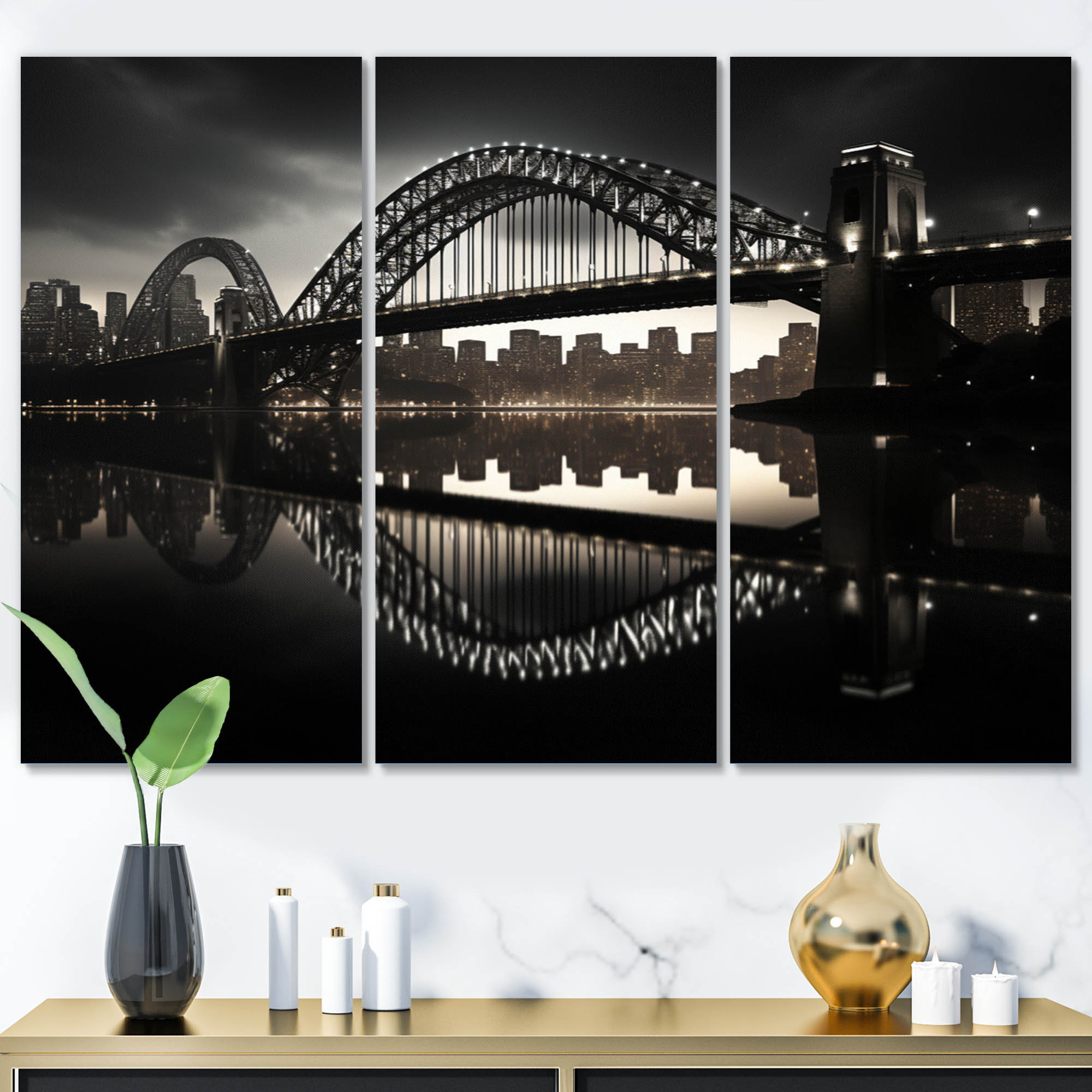 Design Art Grey Bridge Steel Symphony Charcoal III - Architecture Metal ...