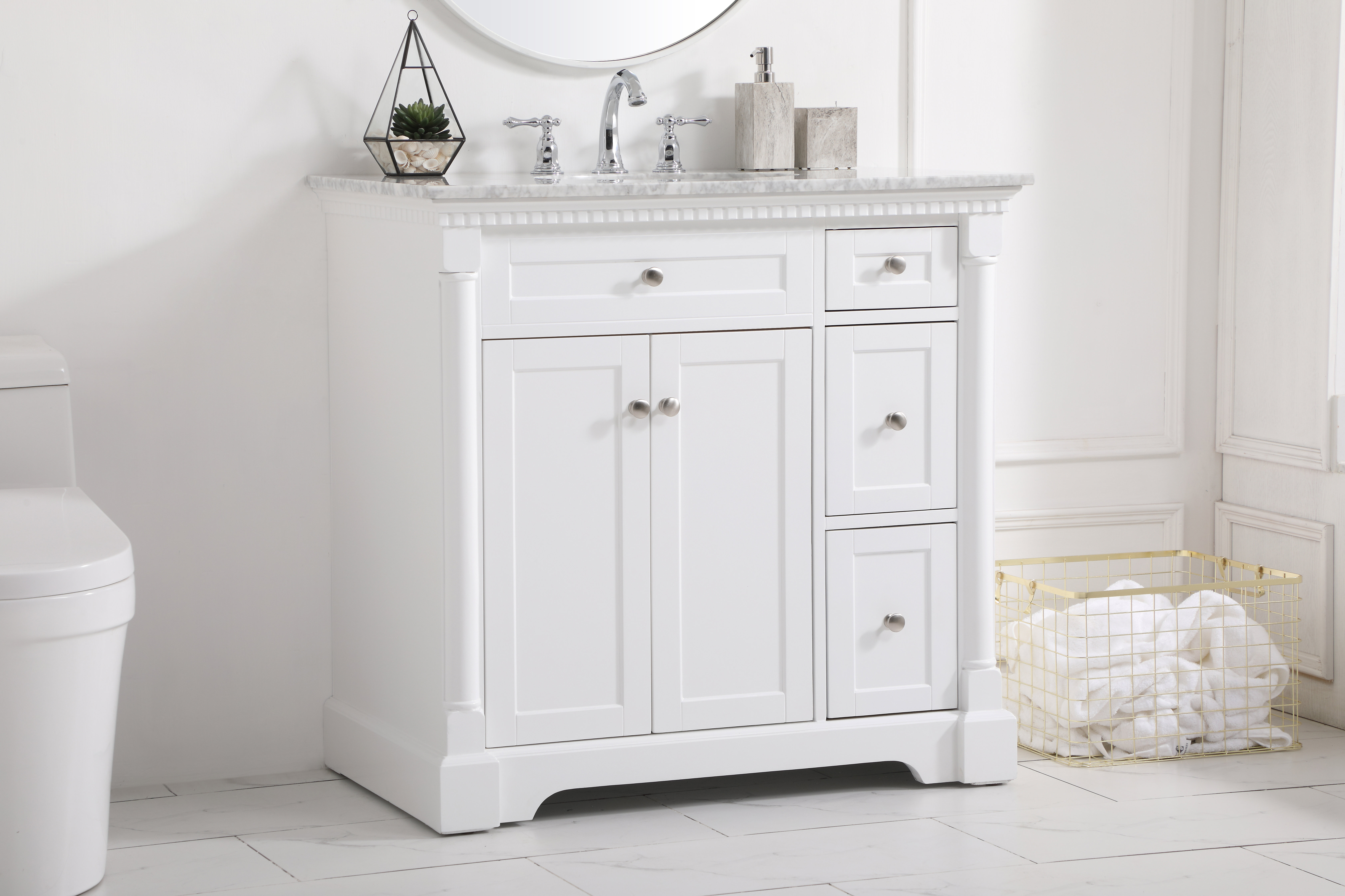 Red Barrel Studio® 36'' Single Bathroom Vanity with Marble Top ...