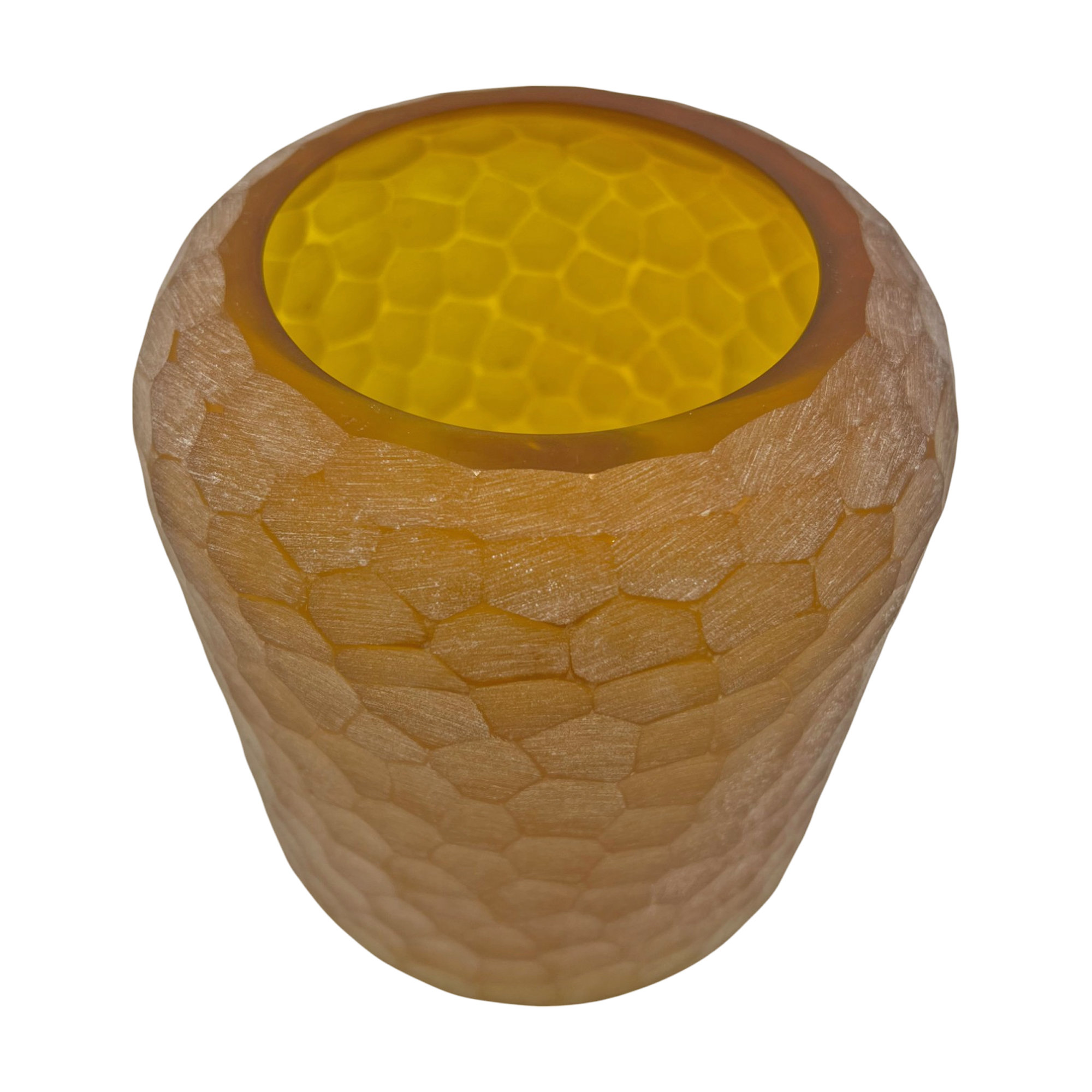 Bergamo Art Decorative Handmade Patterned Glass Vase - Light Pink/Amber ...