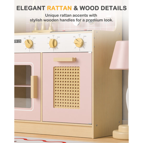 Suteck Wooden Kitchen Playset For Kids, Pretend Play Kitchen With ...