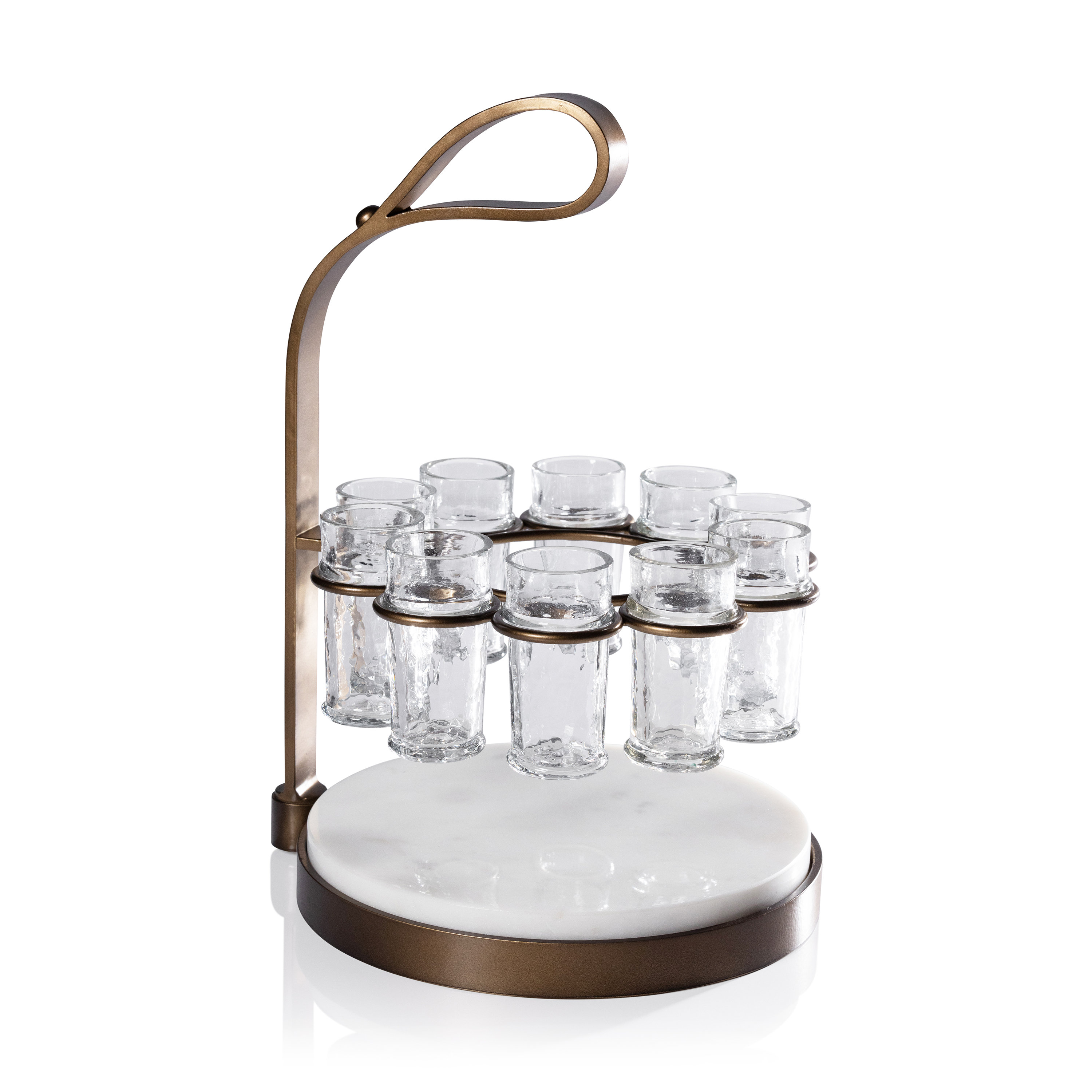 Zodax Tequilero 10-Piece Tequila Shot Set with Marble Cutting Board ...