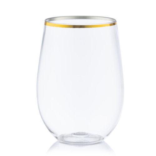 NicoleFantiniCollection Disposable Gold Rim Stemless Plastic Wine ...