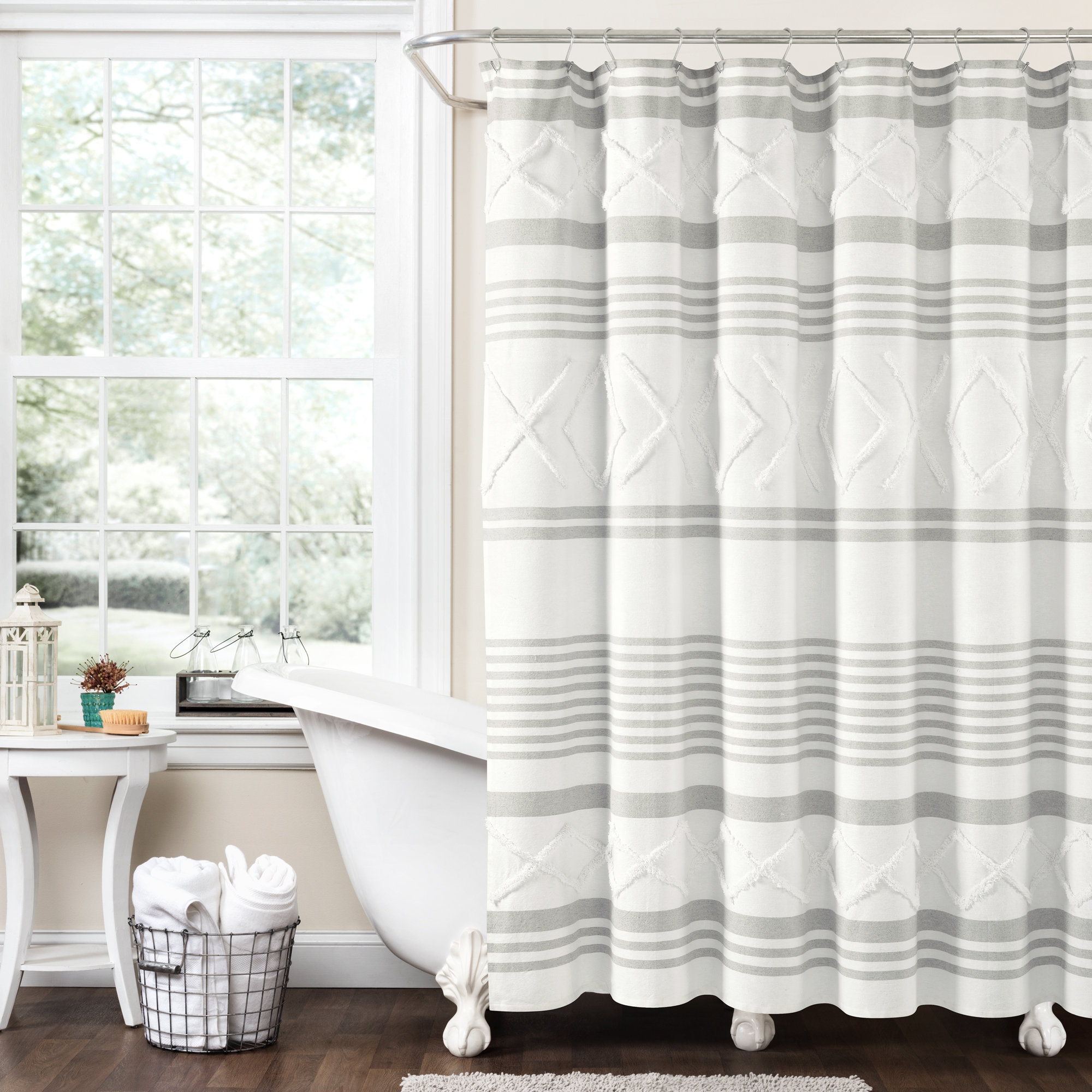 Lush Decor Striped Single Shower Curtain & Reviews | Wayfair