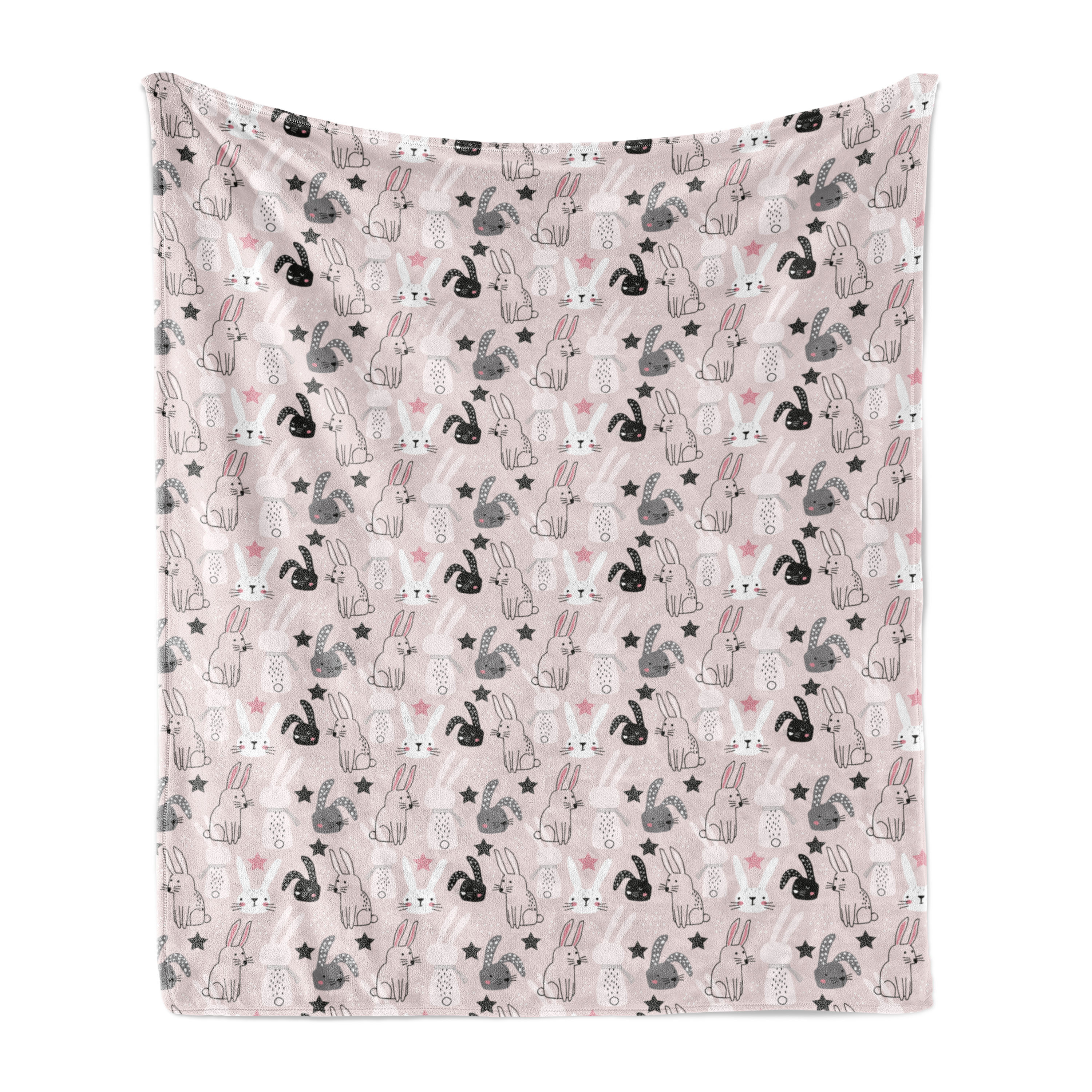 Ambesonne Easter Bunny Fleece Throw Blanket Bunnies Doodle Rose ...