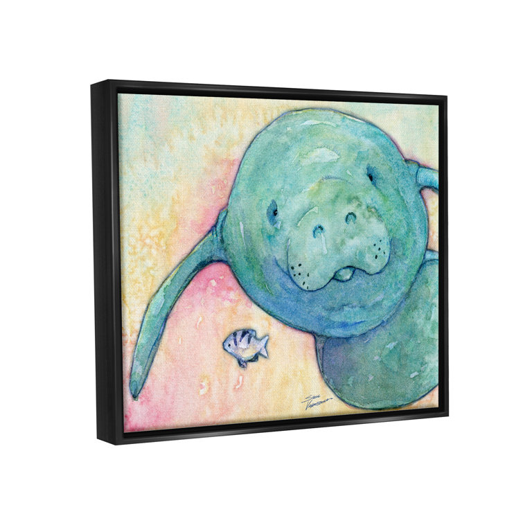 Stupell Industries " Smiling Manatee Aquatic Wildlife Fish Rainbow ...