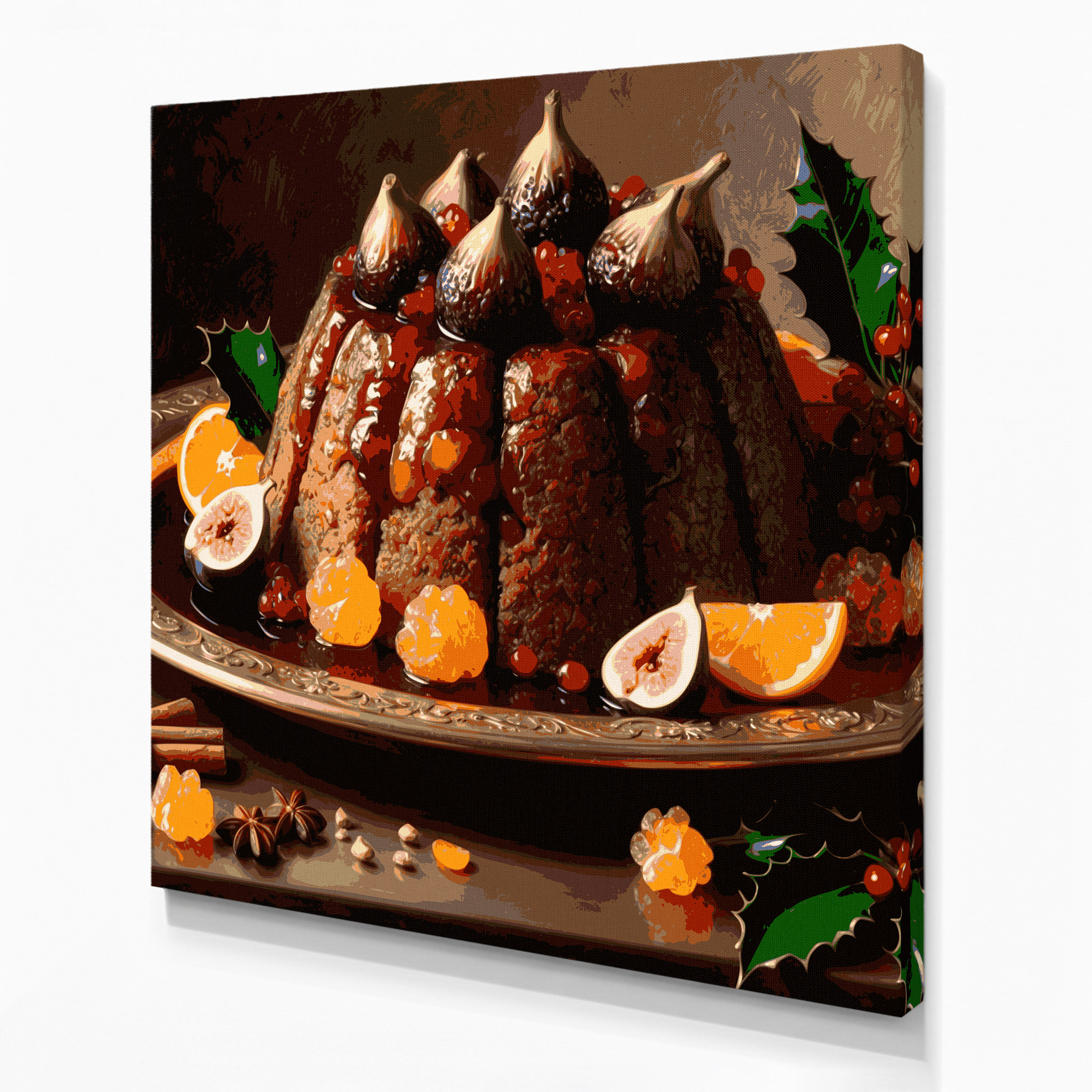 Astoria Grand Desserts Figgy pudding Black Canvas Wall Art | Wayfair