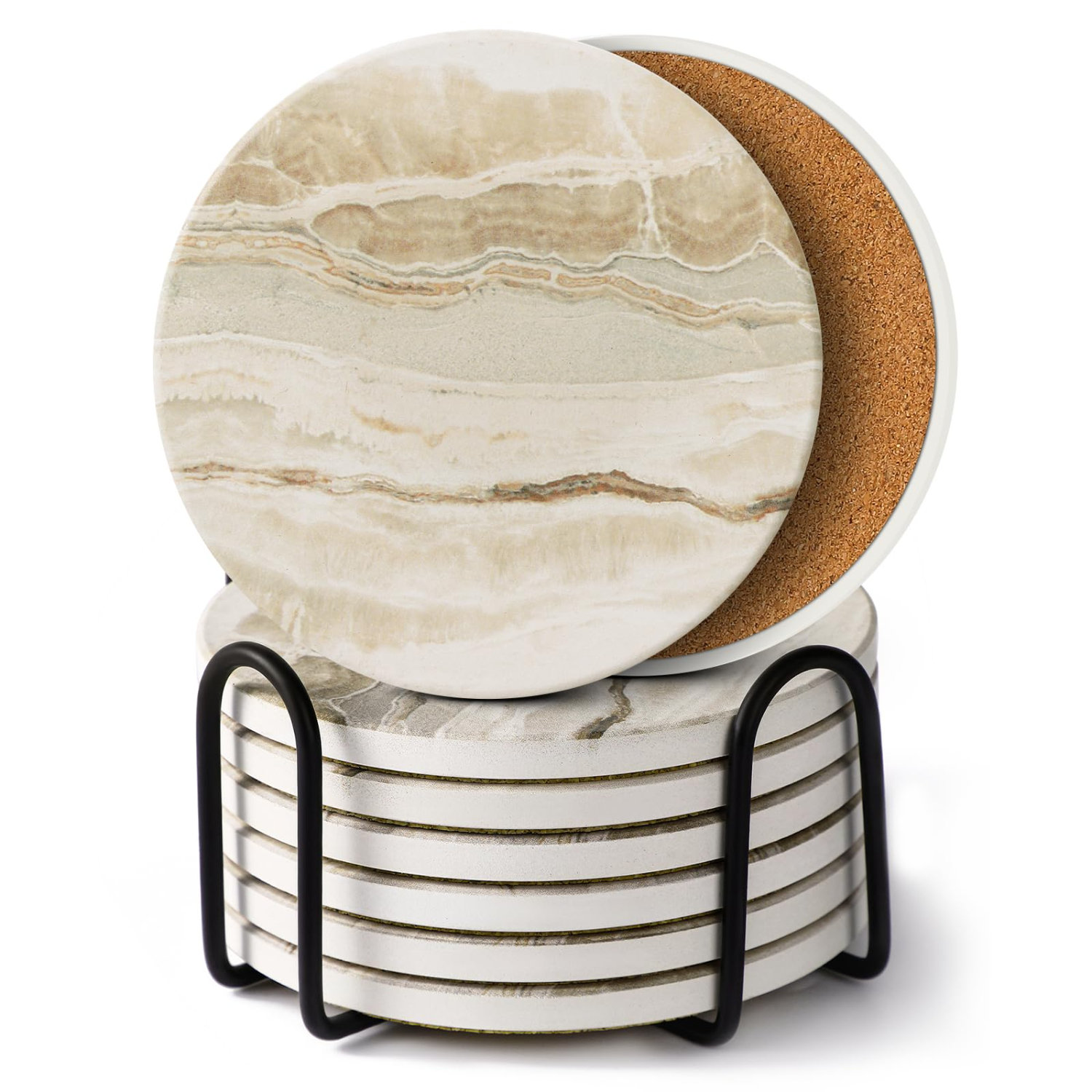 Stack man Coasters Set Of 6, Coasters For Drinks Absorbent Stone With ...