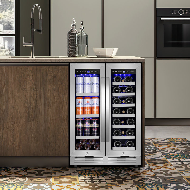 Tittla 24" Wine and Beverage Refrigerator Dual Zone 20 Bottles & 60 ...