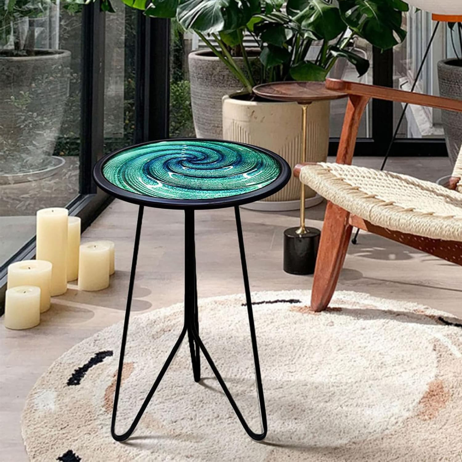 Wrought Studio™ Outdoor Patio Side Table, Small Round End Table ...