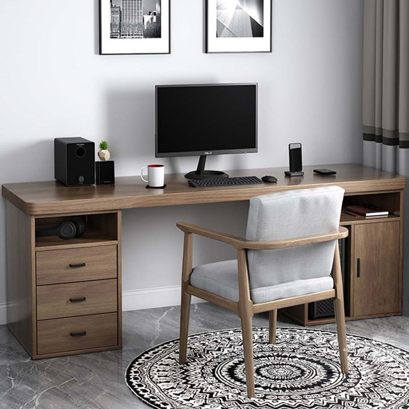 George Oliver Bryan Nut-brown Rectangular Solid Wood desks | Wayfair