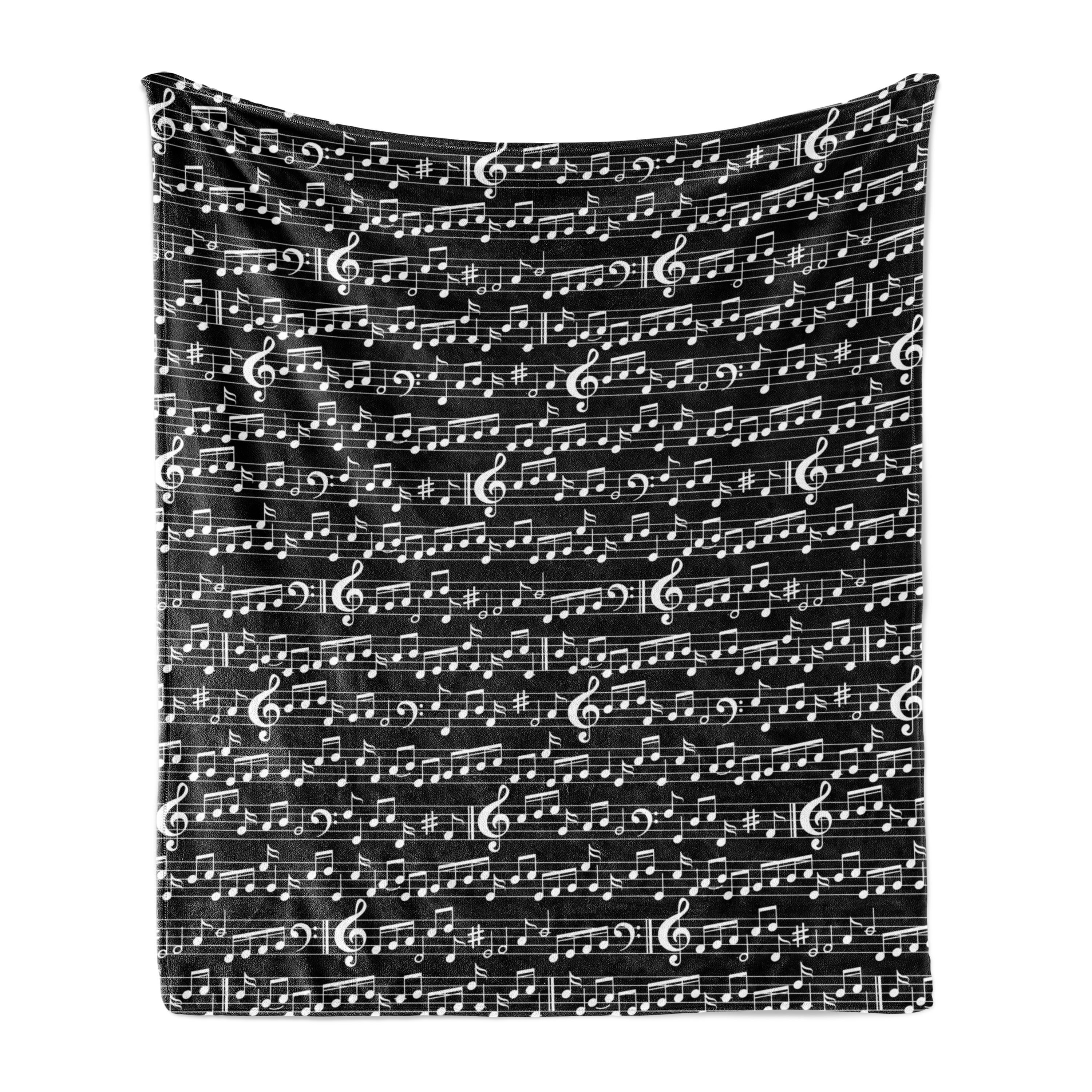 Ambesonne Black Fleece Throw Blanket Musical Note Print | Wayfair