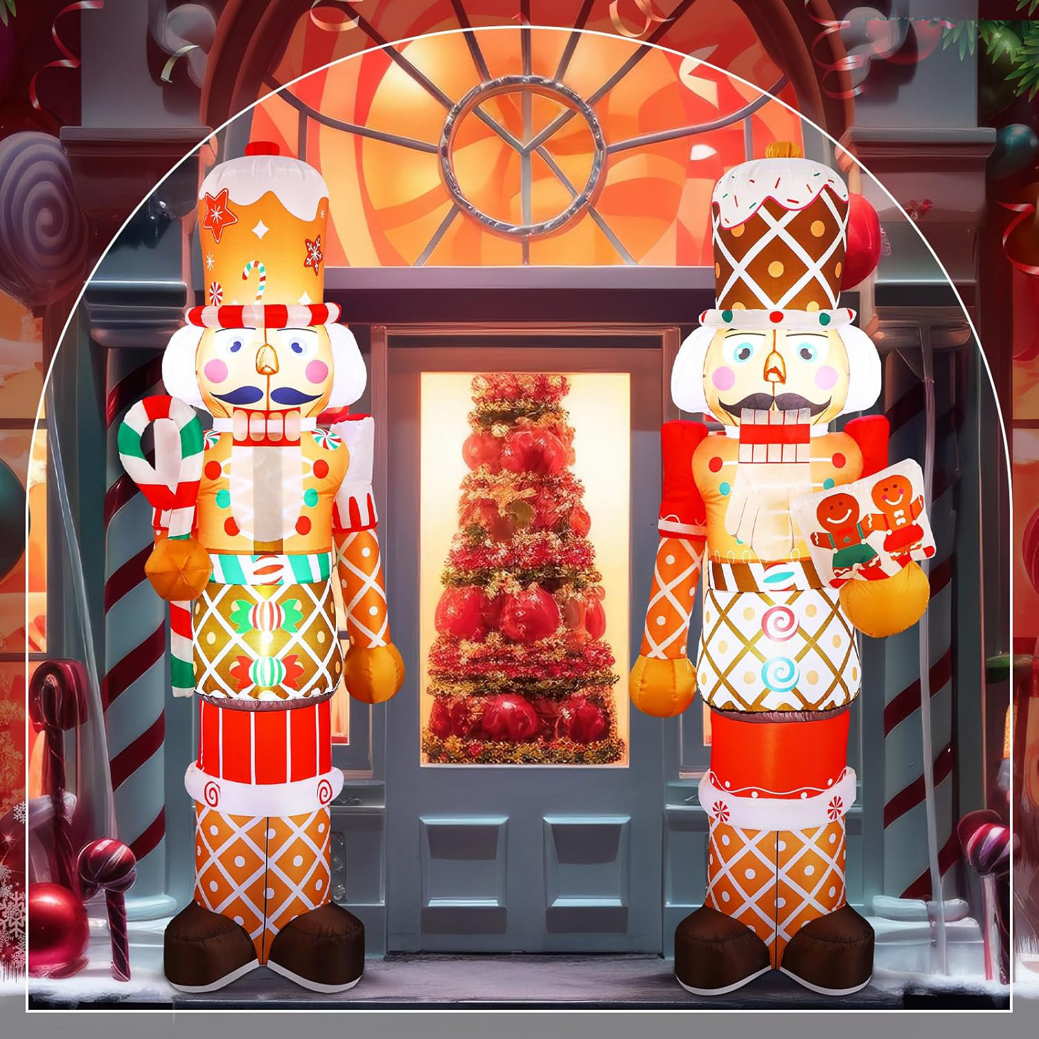 One Allium Way 2 Pcs 8 Ft Inflatable Nutcracker Christmas Decor Outdoor ...