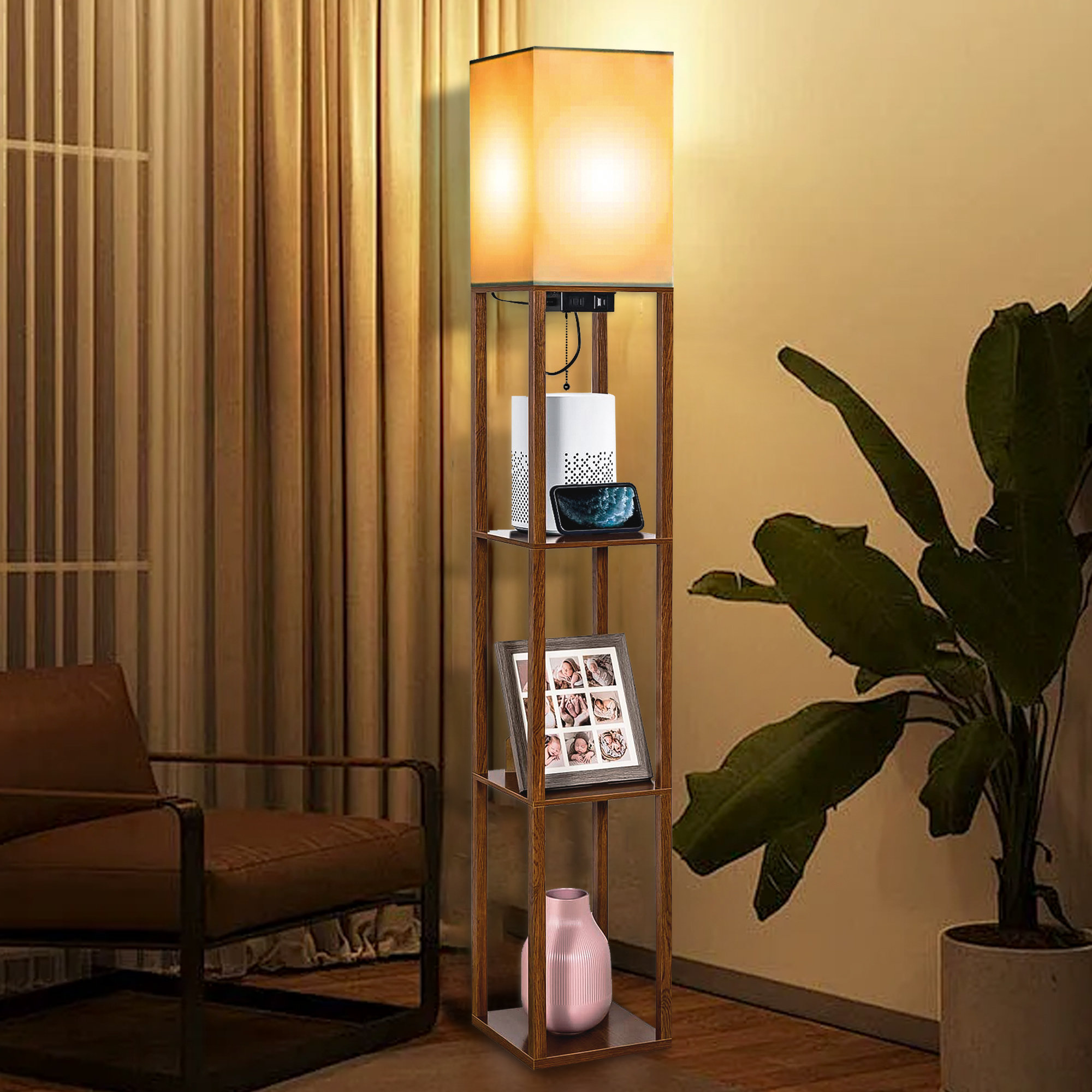 Ebern Designs Lampe sur pied à colonne 62,8 "à intensité variable avec ...