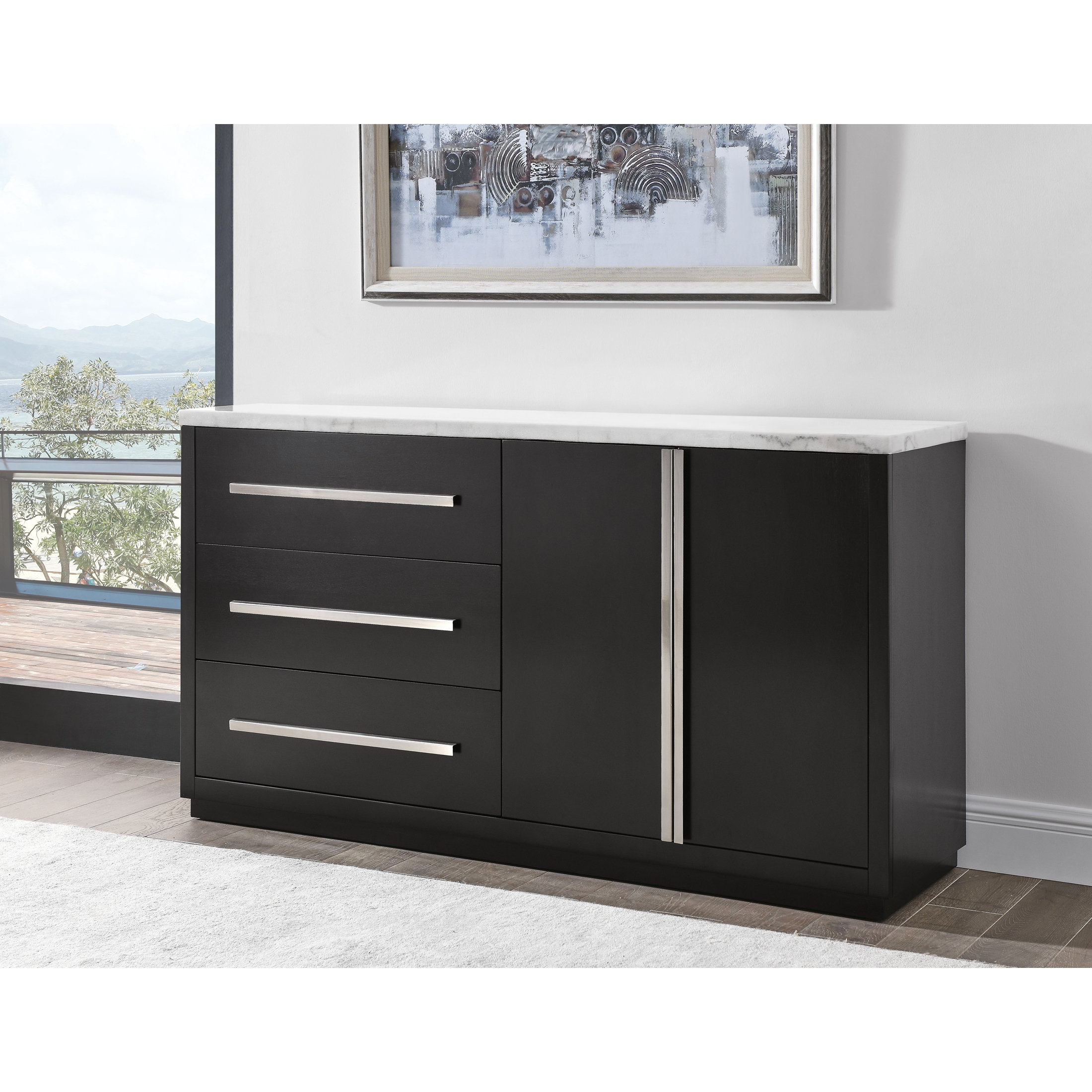 Red Barrel Studio® Camila - Gray Marble Top Server | Wayfair