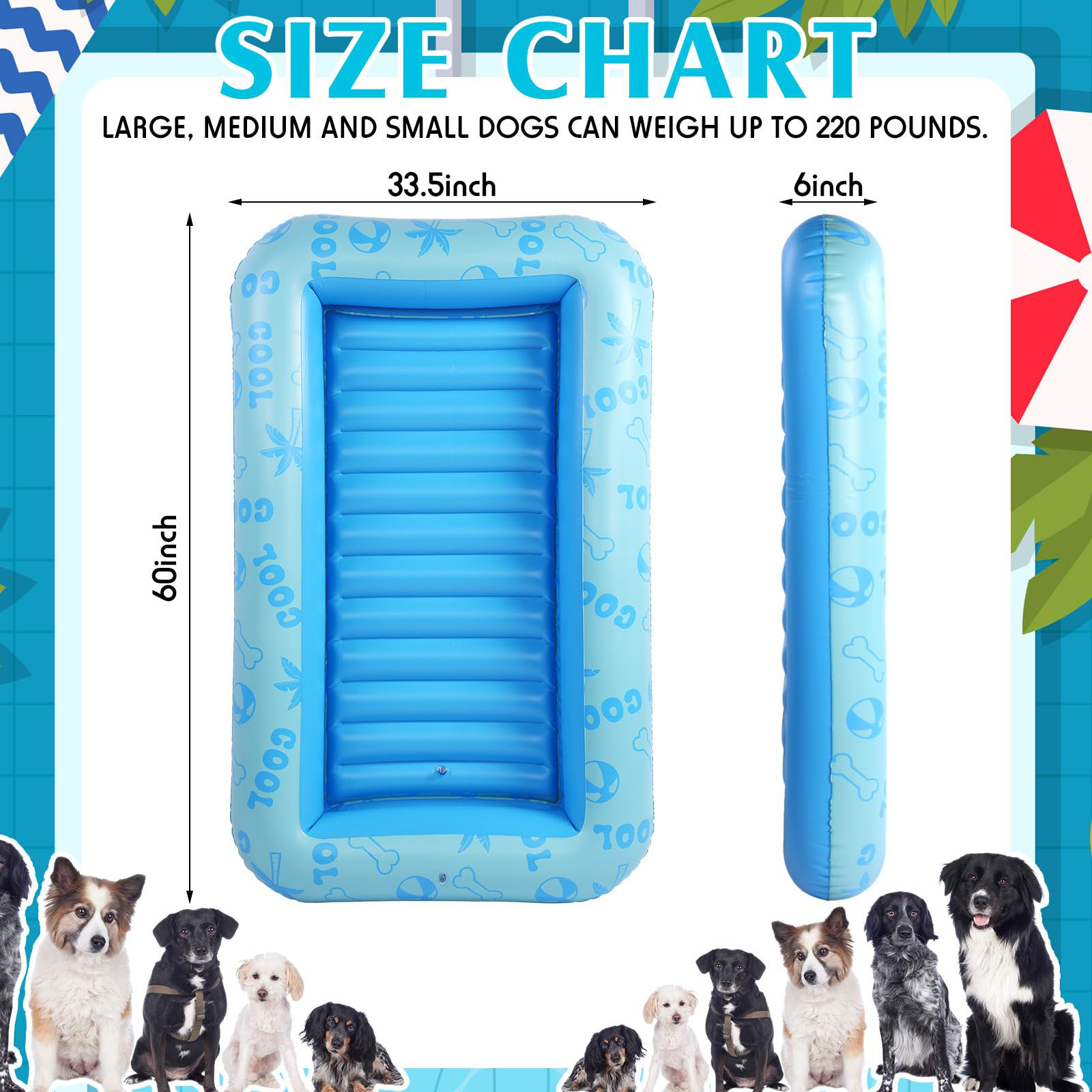 POGBUT Inflatable Dog Pool Float, 60" x 33.5" Tear-Resistant Raft | Wayfair