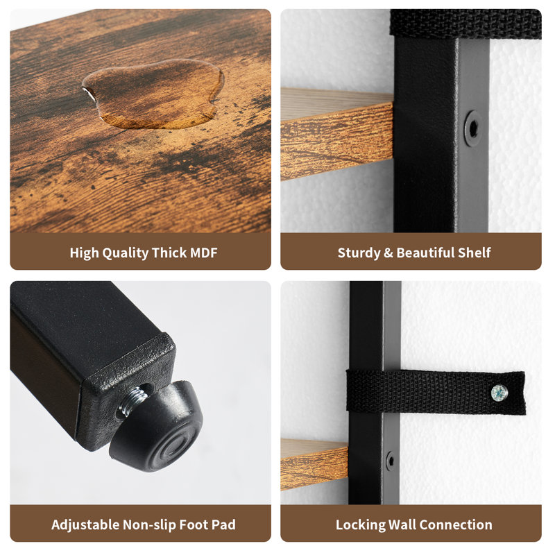 17 Stories Ganell 50.8''H,Triple Wide 4-tier Corner Bookshelf | Wayfair