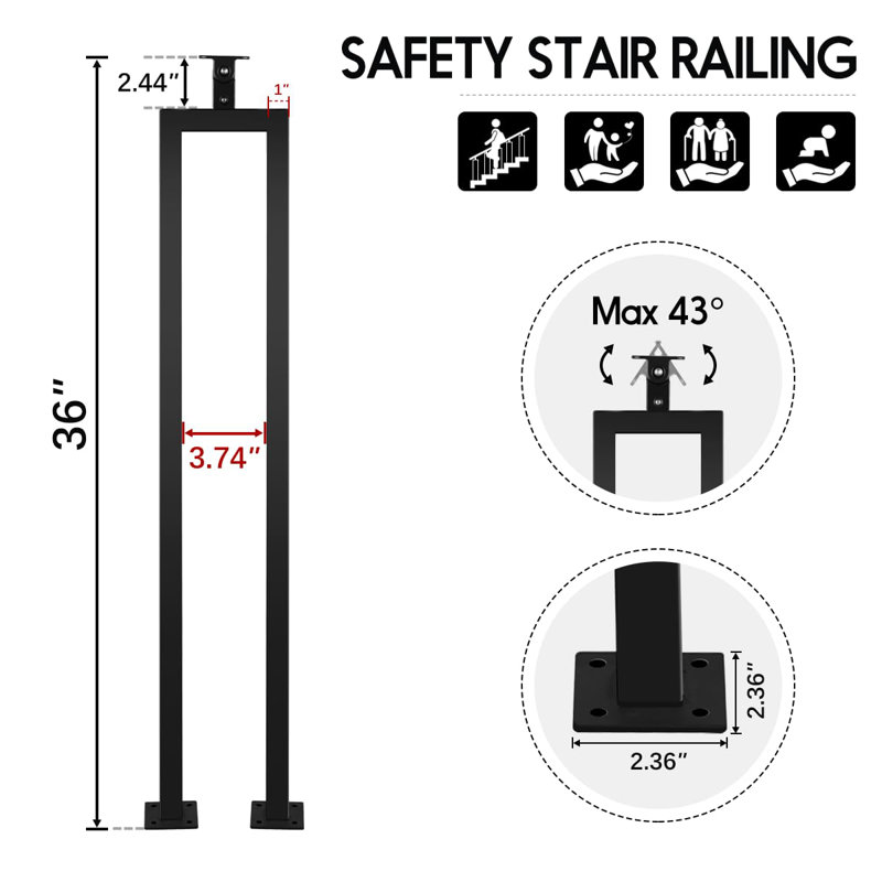 Elaine Mercure 2 Pack U Shape Stair Balusters With Adjustable Top ...