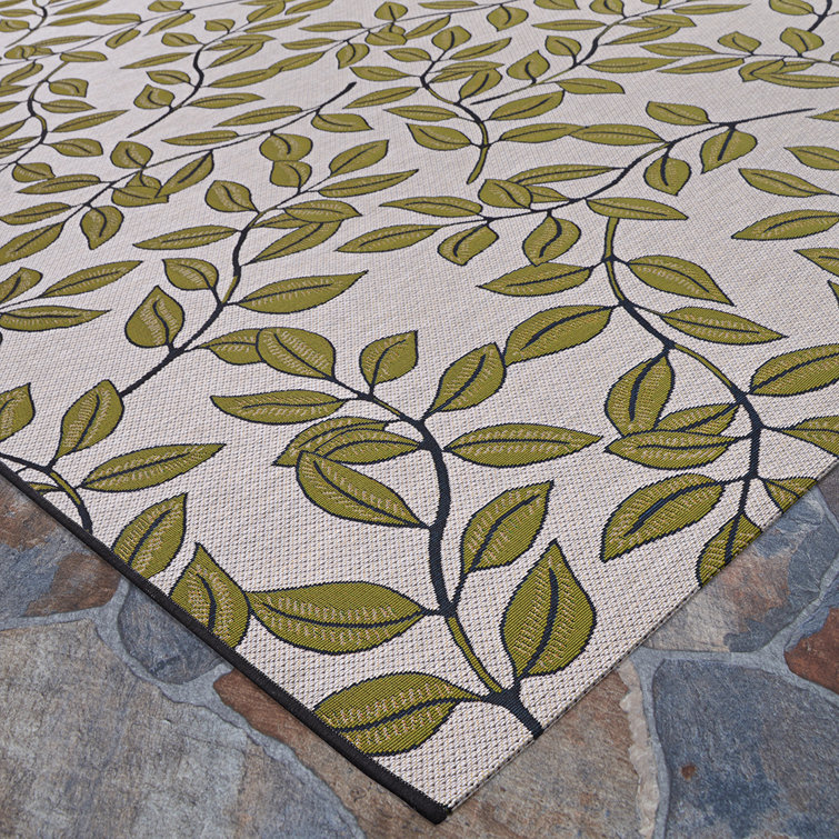 Couristan Dolce Floral Ivory Olive Flatwoven Indoor Outdoor Area Rug ...