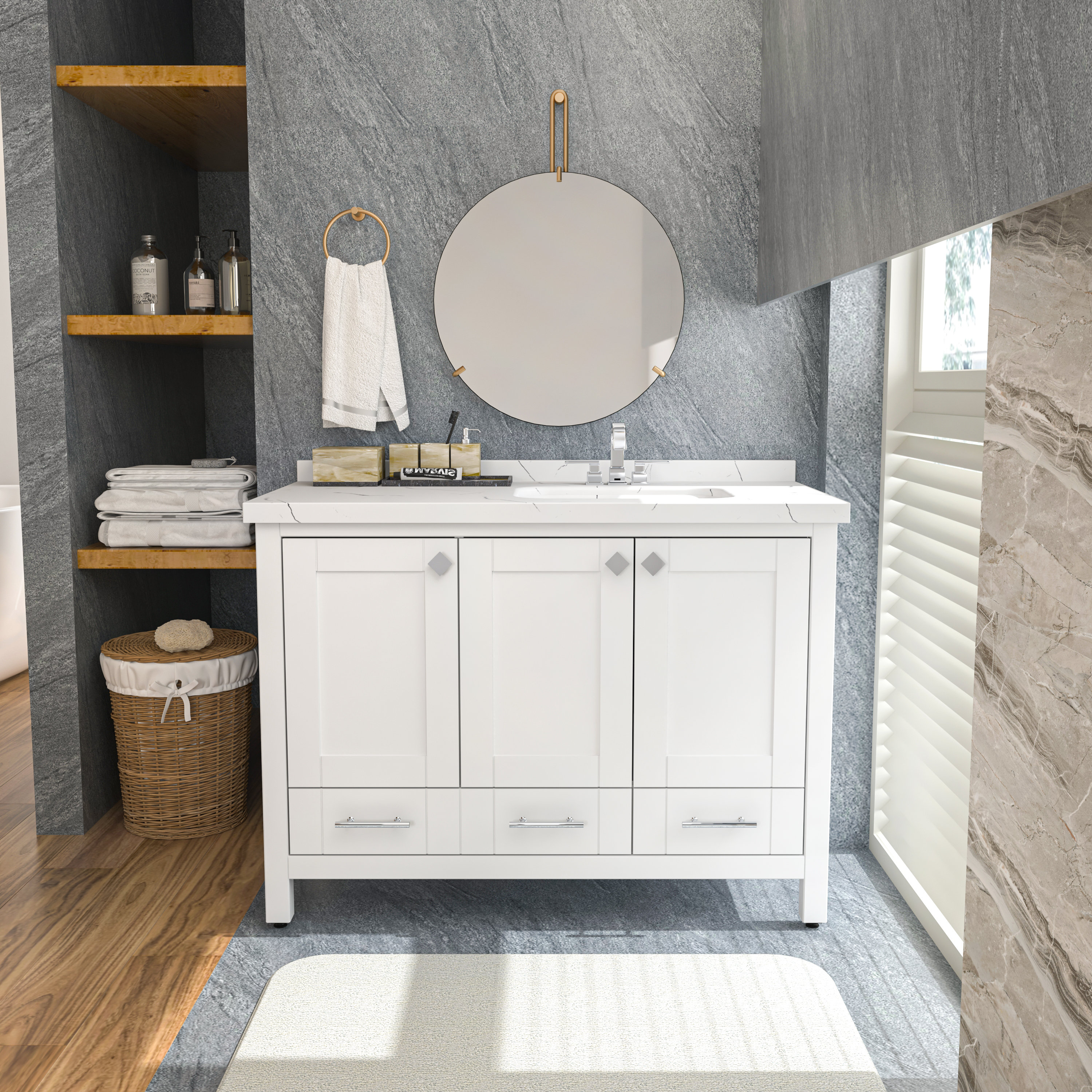 47 Bathroom Vanity 47+ Modern Bathroom Backsplash ( SLEEK & PLAIN )