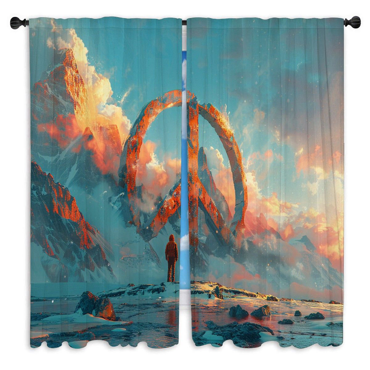 Wildon Home® Peace Symbol Sheer Window Curtains - 2 Panels | Wayfair