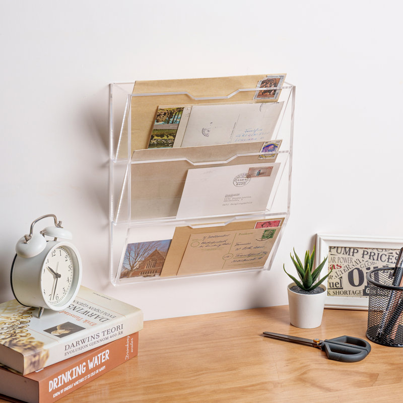 Rebrilliant 3-Tier Wall-Mounted Acrylic Mail Letter Holder | Wayfair