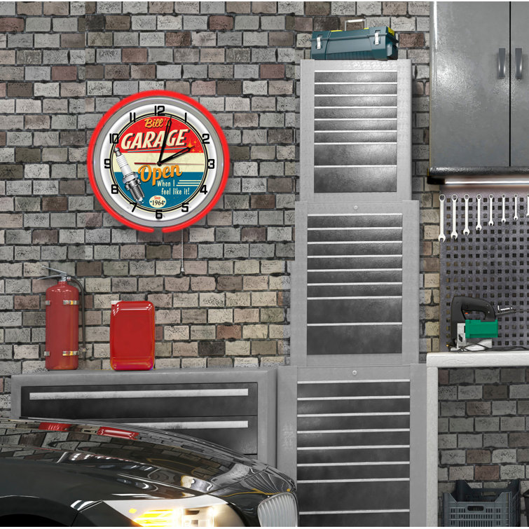 Redeye Laserworks Neon Garage Wall Clock | Wayfair