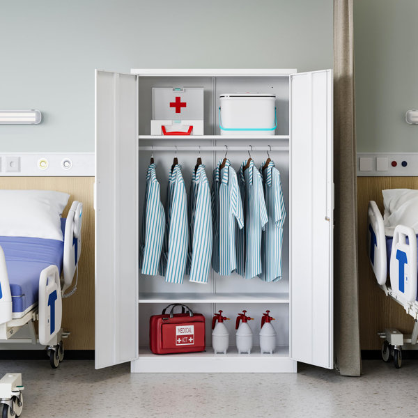 Latitude Run® 36 Inch Wide Metal Wardrobe Cabinets Storage Cabinets ...