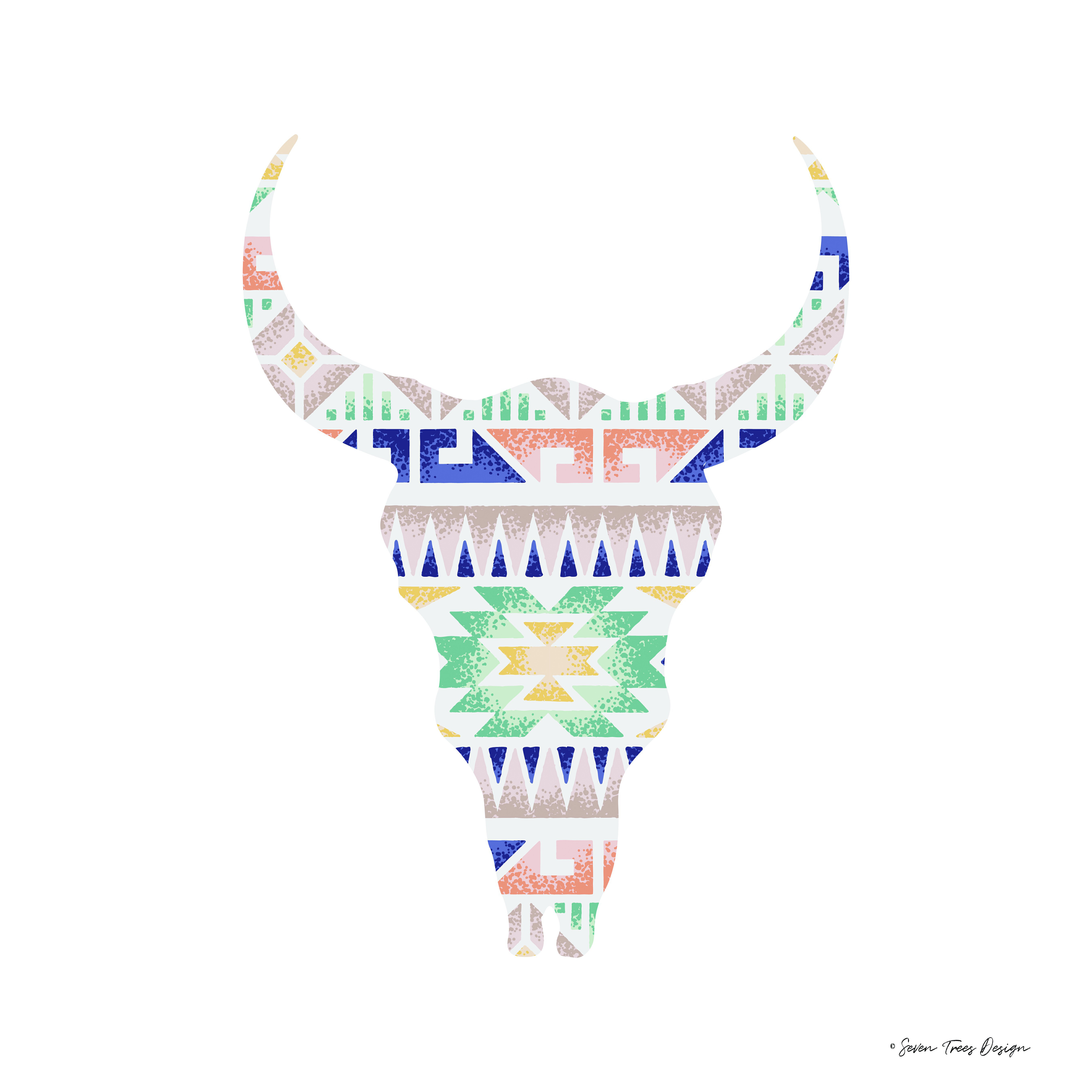 Foundry Select Aztec Cow Head by Seven Trees Design - Wrapped Canvas ...