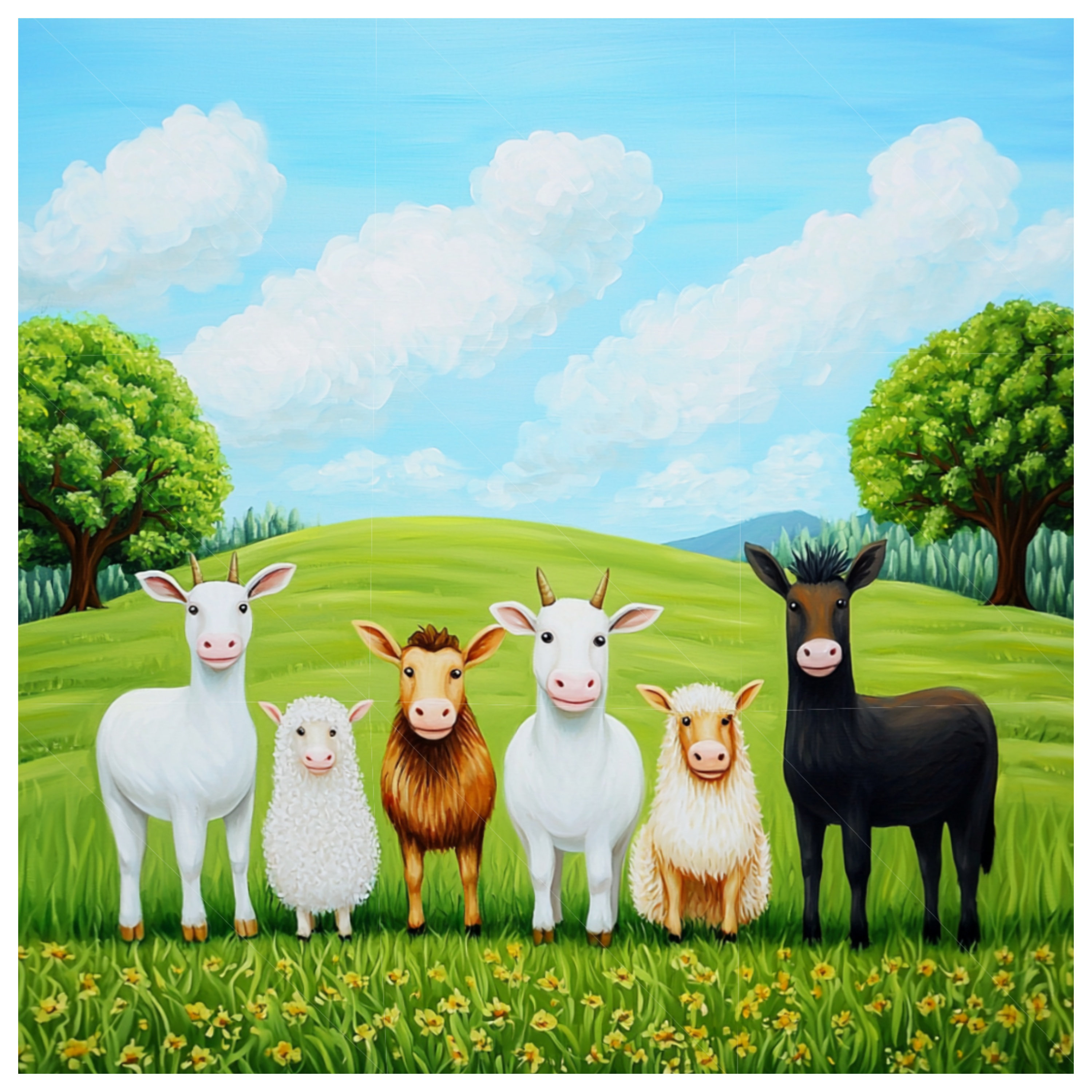 Red Barrel Studio® Farm Animals Canvas Gallery Wrap - Animals Wall ...
