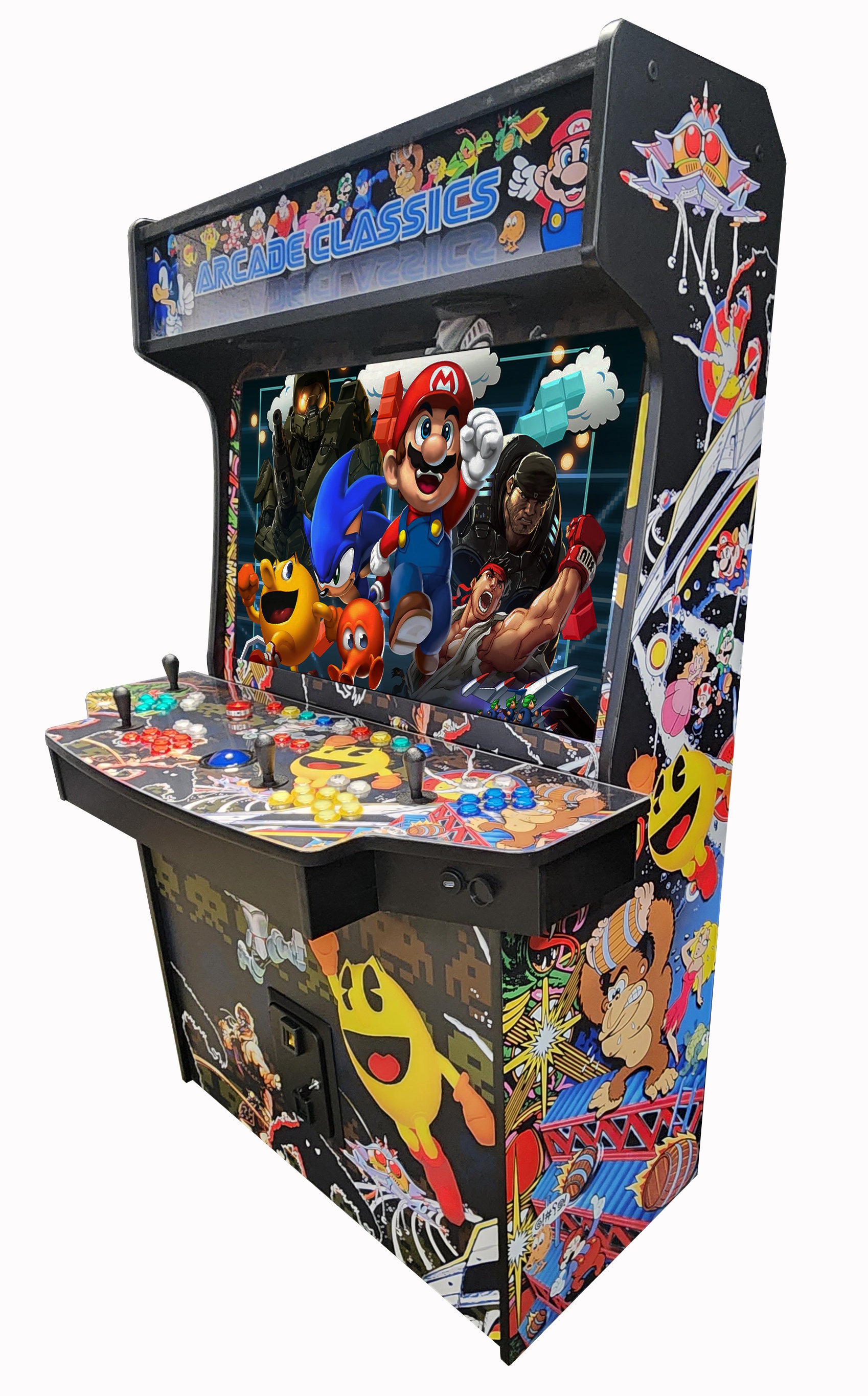 N2fun Mame/Hyperspin 43" 4K Classic Characters 4-Player Upright Arcade ...