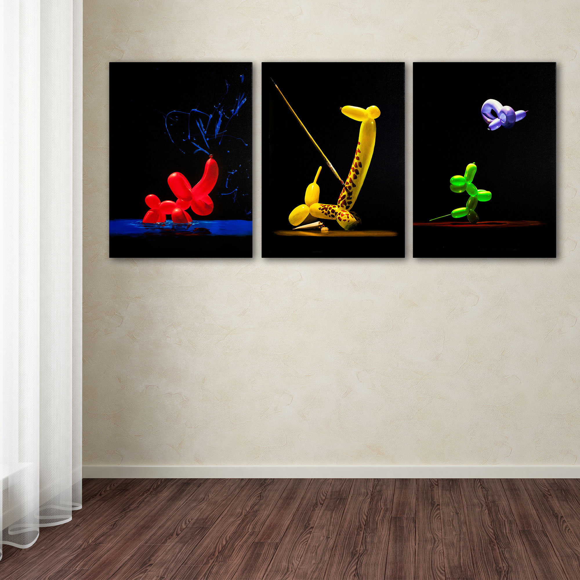 Ebern Designs 'Balloon Animals' Painting Print 3 Panel Art Set on ...