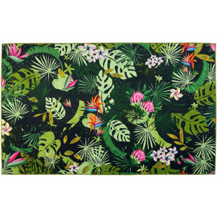 Black Floral & Plant Area Rugs You'll Love | Wayfair