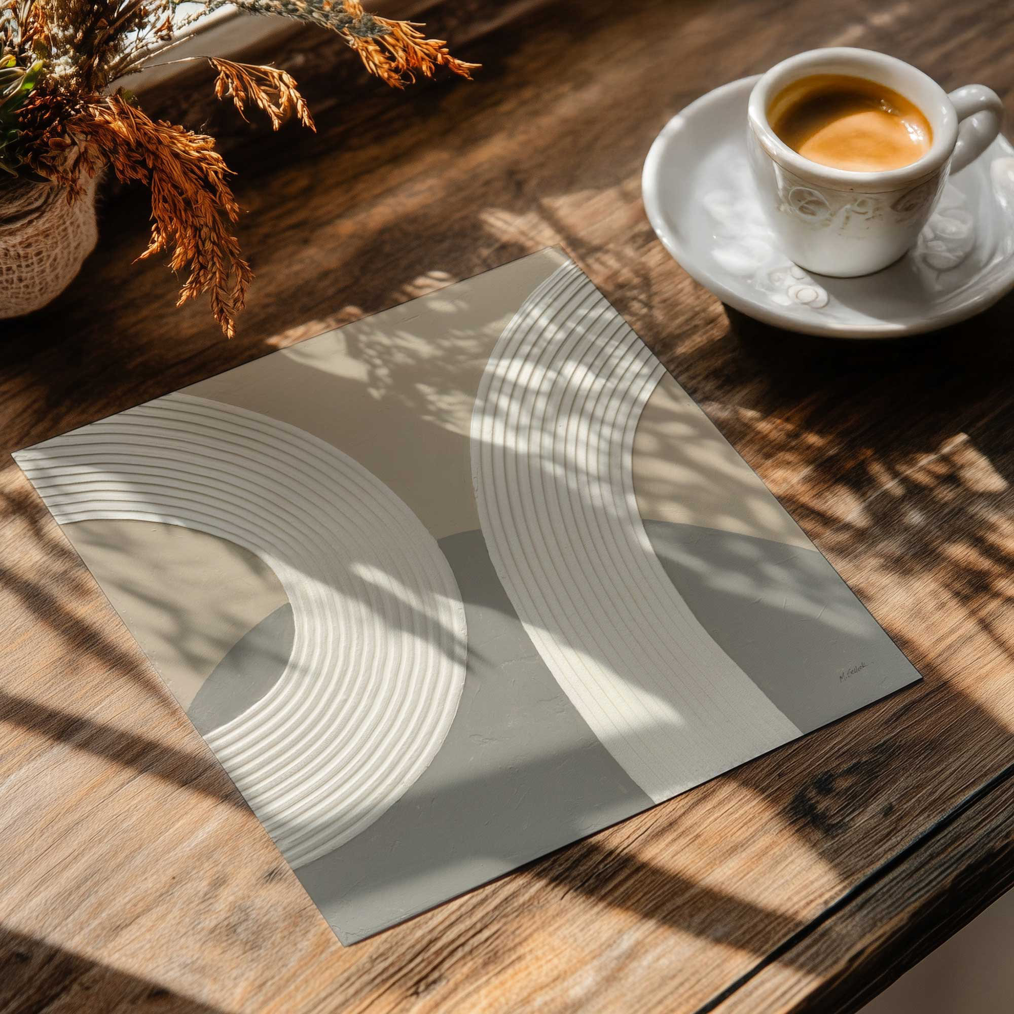 Ivy Bronx Rhythm in Neutral Shades I Rolled Art Print | Wayfair