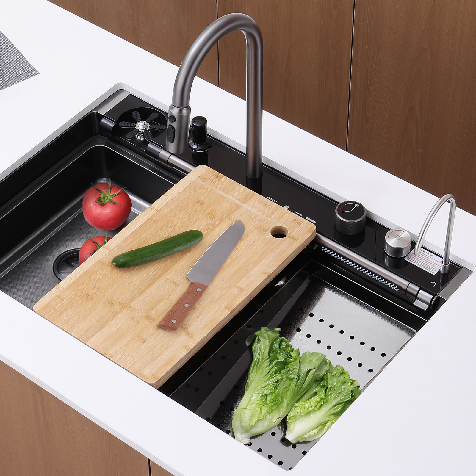 Lefton New 33"x22" Stainless Steel Waterfall Kitchen Sink With ...