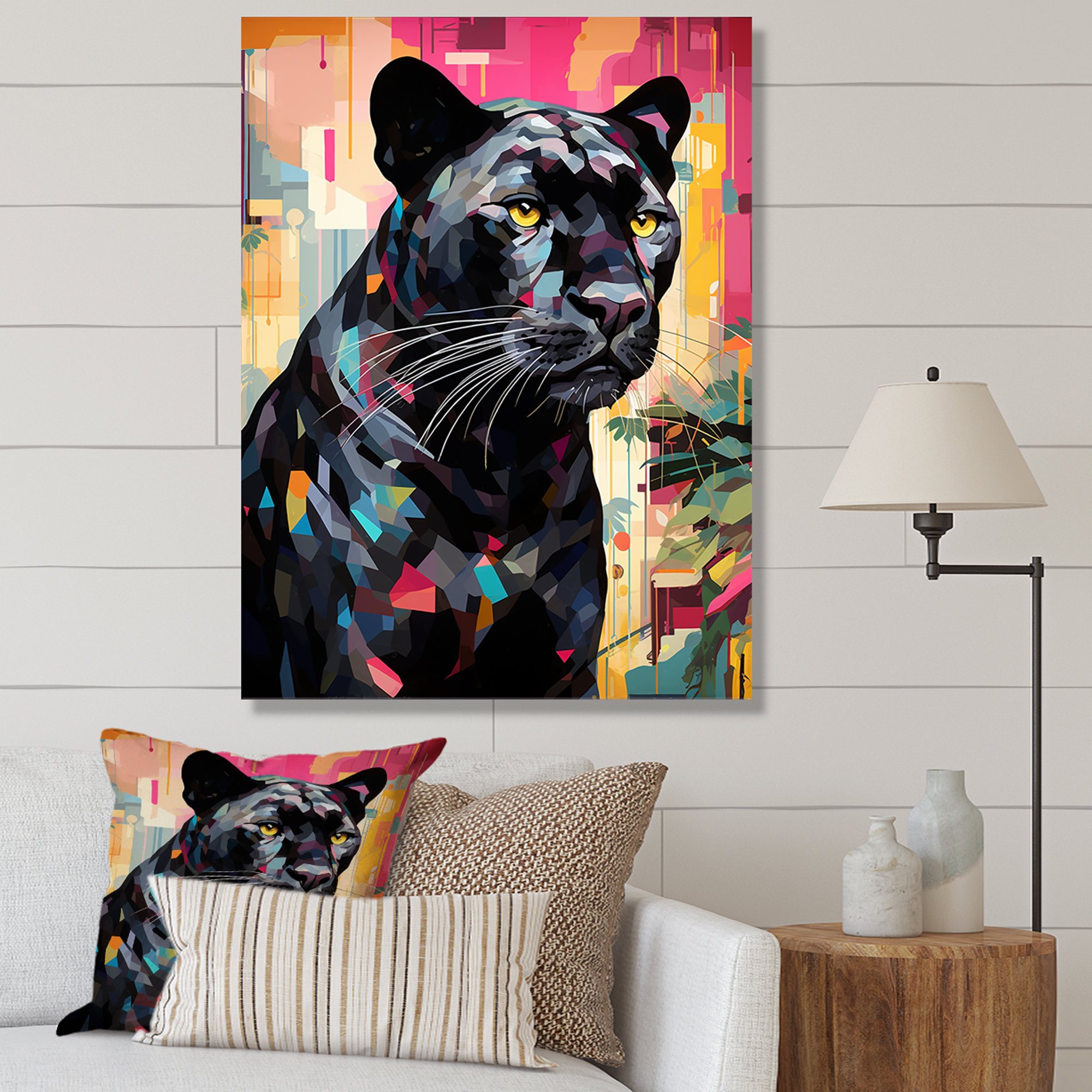 Bungalow Rose Black Pink Panther Popart On Canvas Print | Wayfair