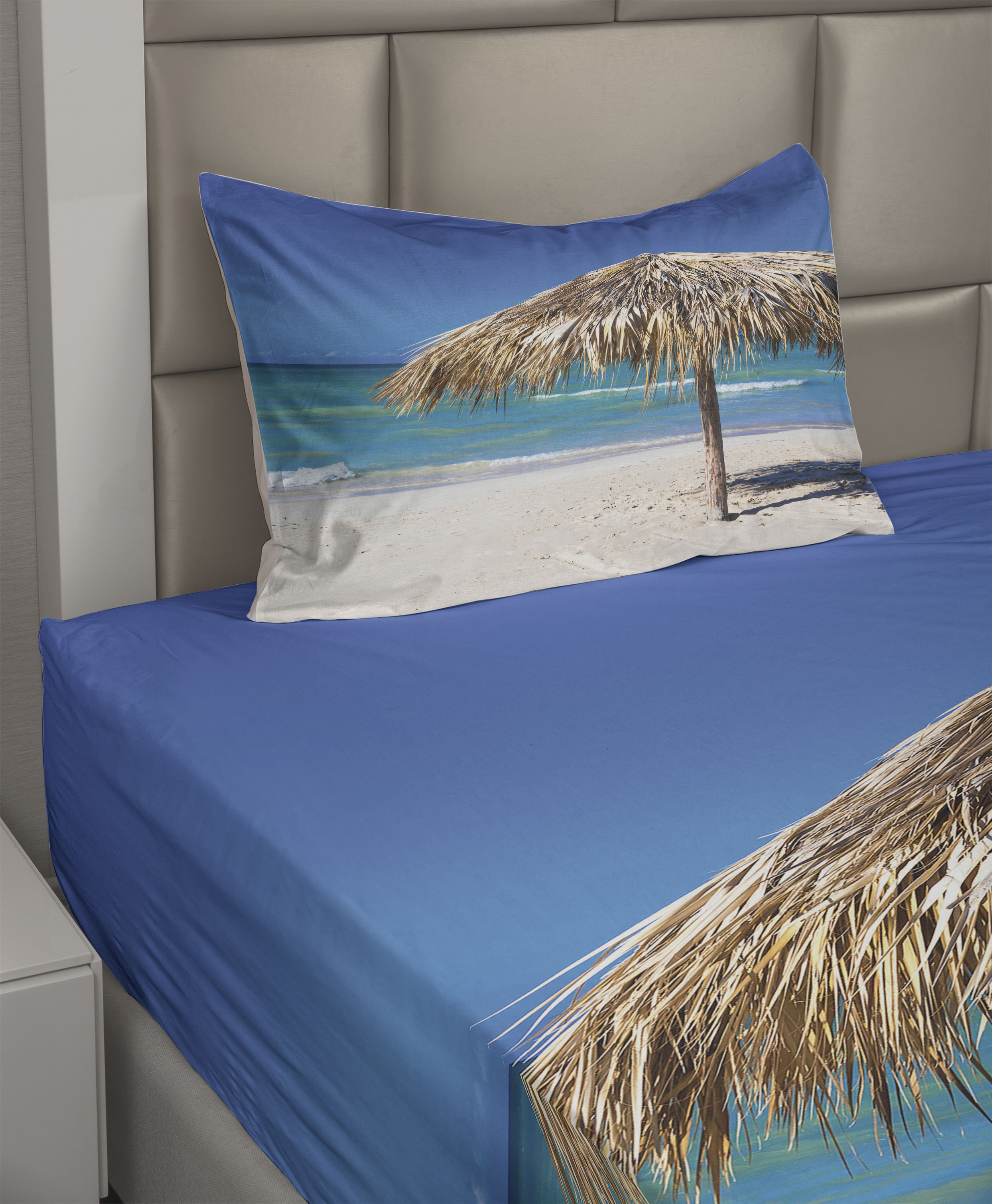 Ambesonne Landscape Sheet Set Tropical Beach Scenery Blue and Pastel ...