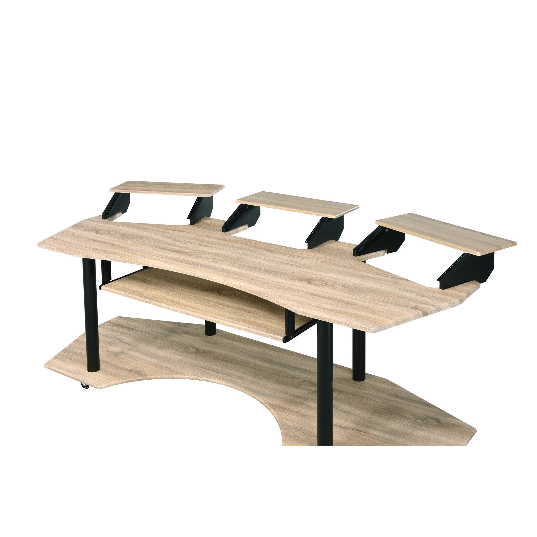 Inbox Zero 83" Music Recording Desk With Natural Oak, Keep Your Neat ...