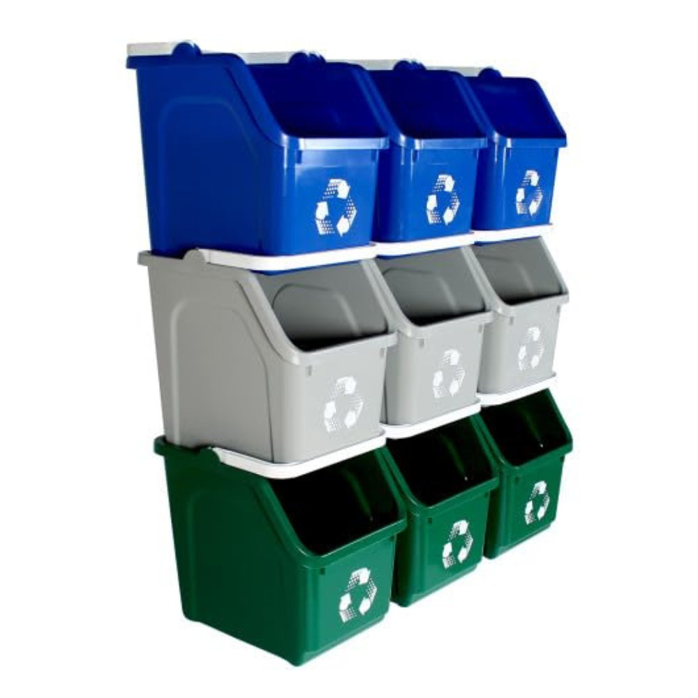 Sturdy Essentials Multi Bin Recycling System With Nine Stackable 6 ...