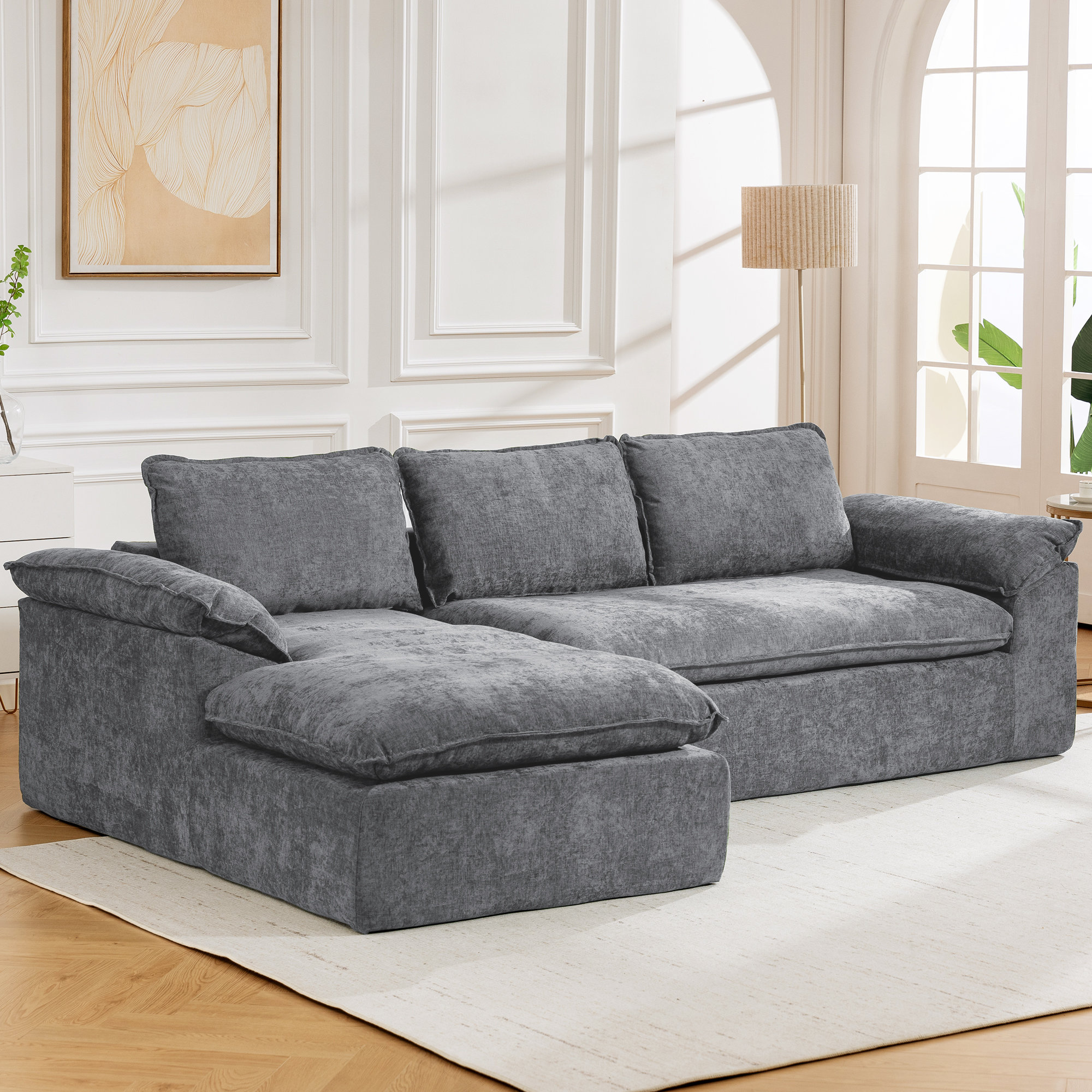 Latitude Run® Modular Sectional , 107.5" L-Shaped Boneless Couch with ...