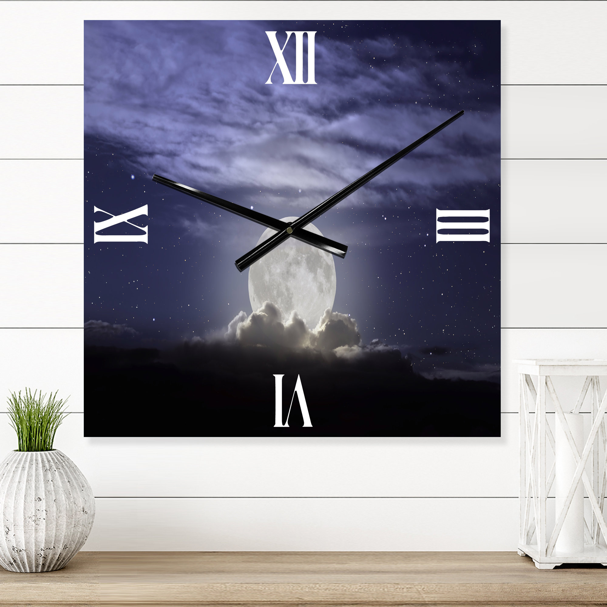 East Urban Home Full Moon Rising in A Cloudy Night - Nautical & Coastal ...