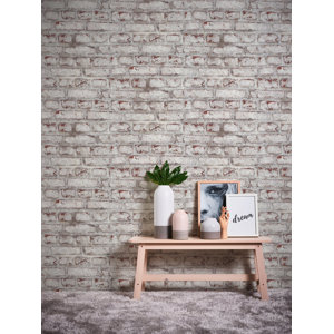 Galerie Wallcoverings Bricks and More Collection White Distressed ...
