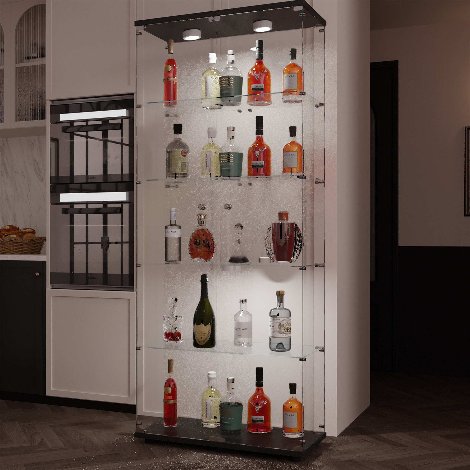 belupai 75"H Freestanding Glass Display Cases with Adjustable Feet ...