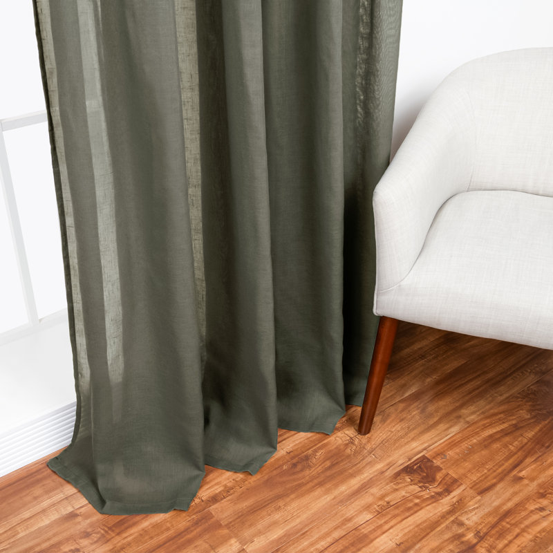 Latitude Run® Gathered Linen-Textured Grommet Semi-Sheer Curtains | Wayfair
