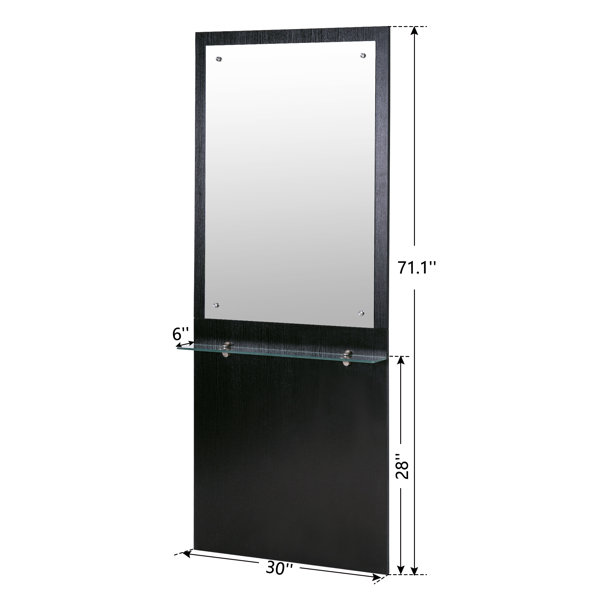 Inbox Zero Wall Mount Barber Station Modern Beveled with Shelf Accent ...