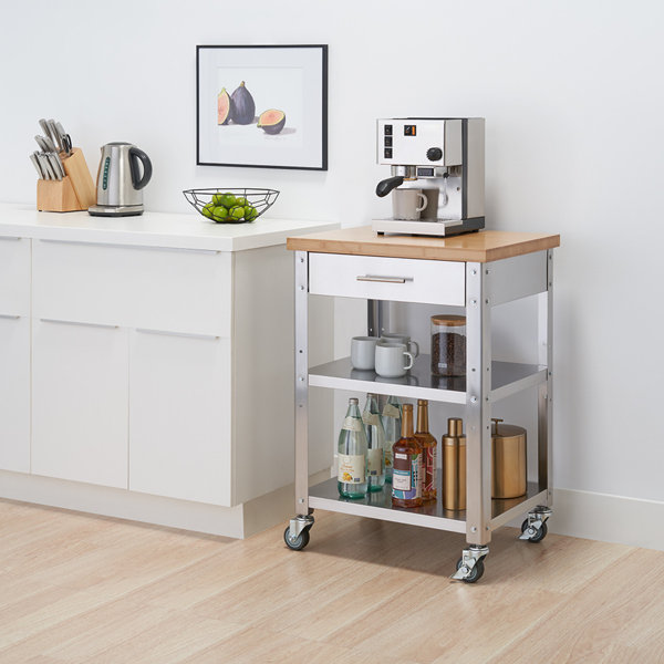 TRINITY EcoStorage Stainless Steel Kitchen Cart /w Bamboo Top and ...