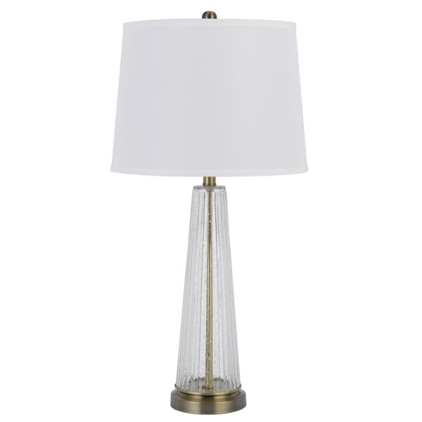 Everly Quinn Brodick 31 Inch Table Lamp, White Shade, Tapered Glass ...