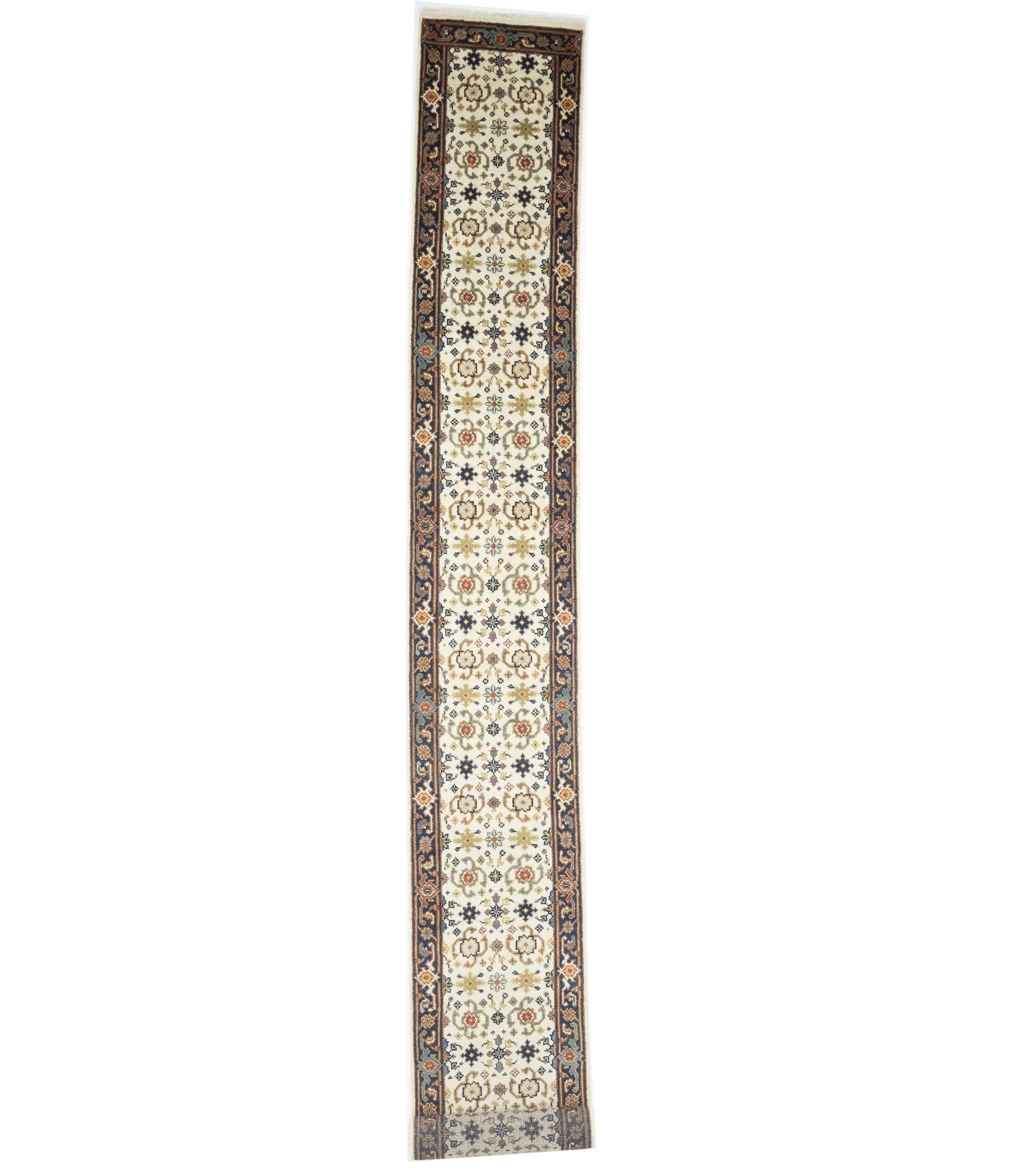 ADMINRUGS Cream Tribal Floral 2'6X23'4 Handmade Chobi Oriental Runner ...