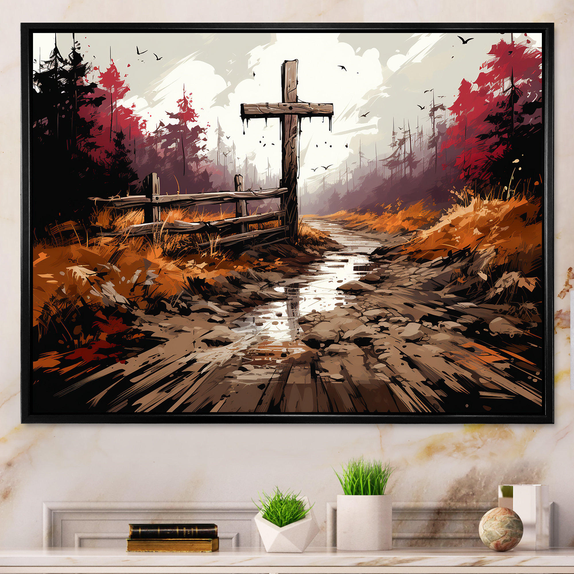 Millwood Pines Rural Serenity Christian Cross In Autumn - Folk Religion ...