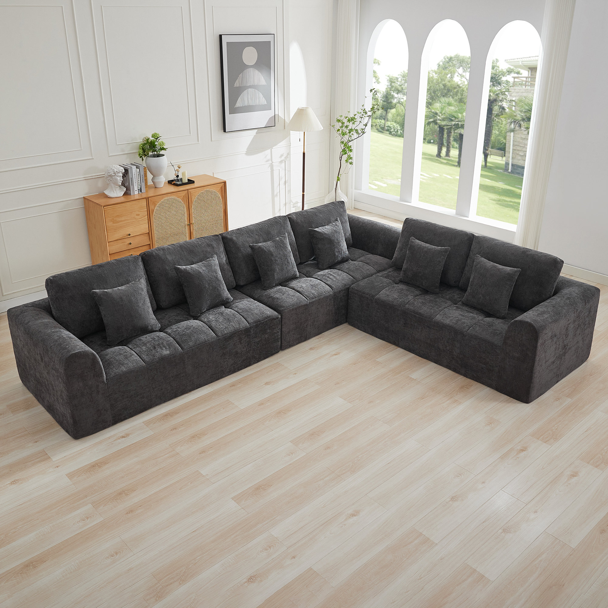 Latitude Run® Oversized L-Shape Sectional Sofa, Modular Compressed ...